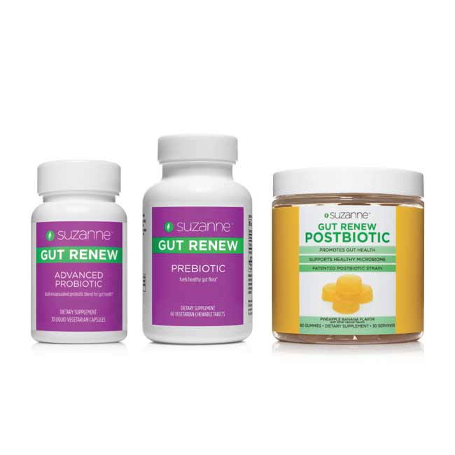 GUT RENEW Prebiotic, Advanced Probiotic, and Postbiotic Gummies Combo ...